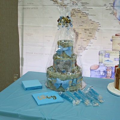 Baby Diaper Cake Surfing Surfer Shower Centerpiece Gift Baby on Board ...