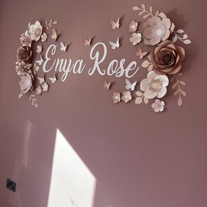 Rose Gold Paper Flower Wall Decor With Name - Etsy UK