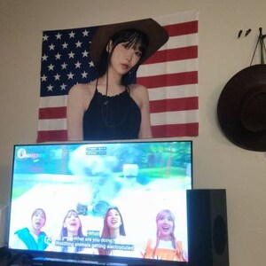 Le Sserafim Pink America Flag Tapestry, Kpop Room Merch, Gift for Le Sserafim FEARNOT Kpop Fan ...