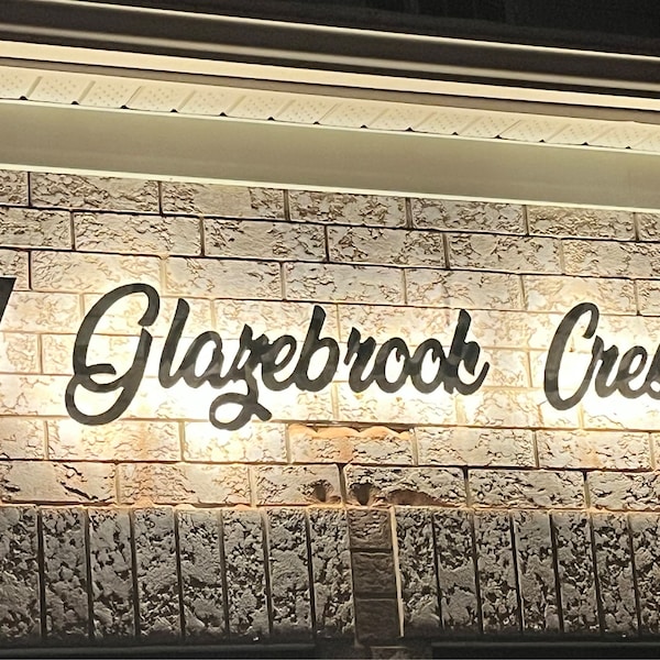 Custom House Address Signs | Modern Glossy Black Sign | White LED ...