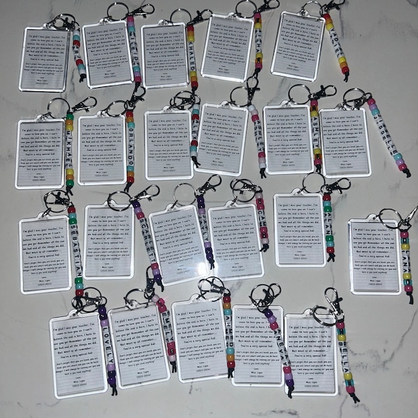 Personalized Name Keychains, Personalized Beaded Keychains, End of Year ...