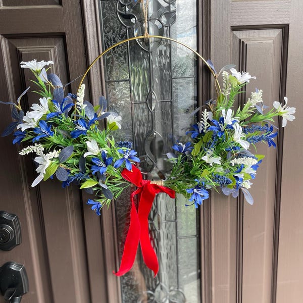 SET OF 2 | Small Kitchen Cabinet Christmas Lambs Ear Gold Hoop Wreaths ...