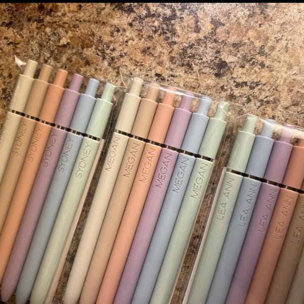Custom Pens｜personalized Pens｜set of 6 Custom Engraved Soft Touch Pens ...