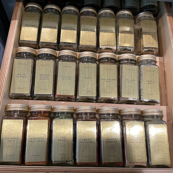 Gold Metallic Herbs and Spice Labels - Custom List - Waterproof Labels ...