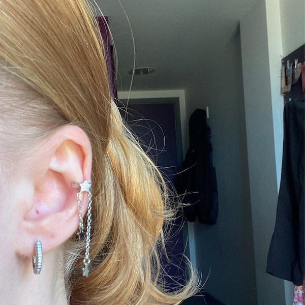 WOMEN INDUSTRIAL BARBELL - Barbell Ear Piercing, Crescent Star ...