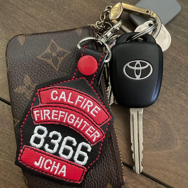 Firefighter Helmet Shield Keychain, Personalized Fireman, Fire Wife Bag ...