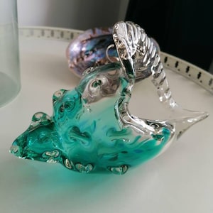 Blue Transparent Conch Shell Art Glass Sculptures Home Decor Ocean ...