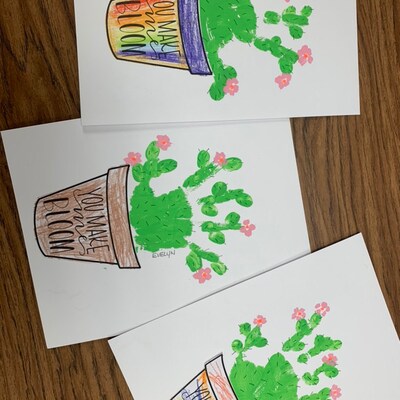 Cactus Handprint Craft, DIY Handprint Craft, You Make Me Bloom, Digital ...