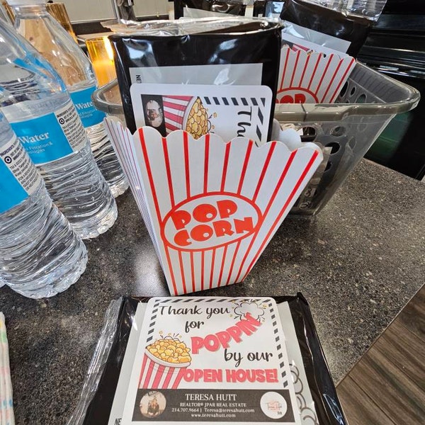 Thank You for Poppin by the Open House Realtor Tags, Realtor Popcorn ...
