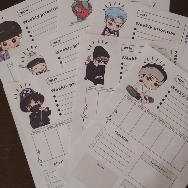 BTS Planner | BTS Weekly Planner | BTS Stationary | Planner Bundle | A3 ...