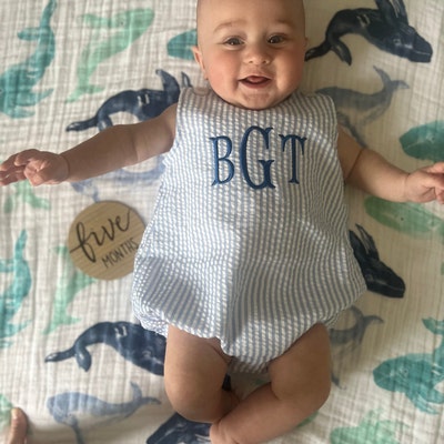 Personalized Seersucker Bubble for Girl Summer Bubble Pink Seersucker Bubble Baby Shower Gift ...