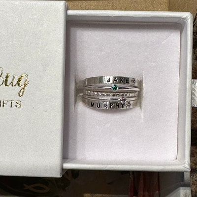 Class Ring Set, Sterling Silver Modern Class Rings, Personalized ...