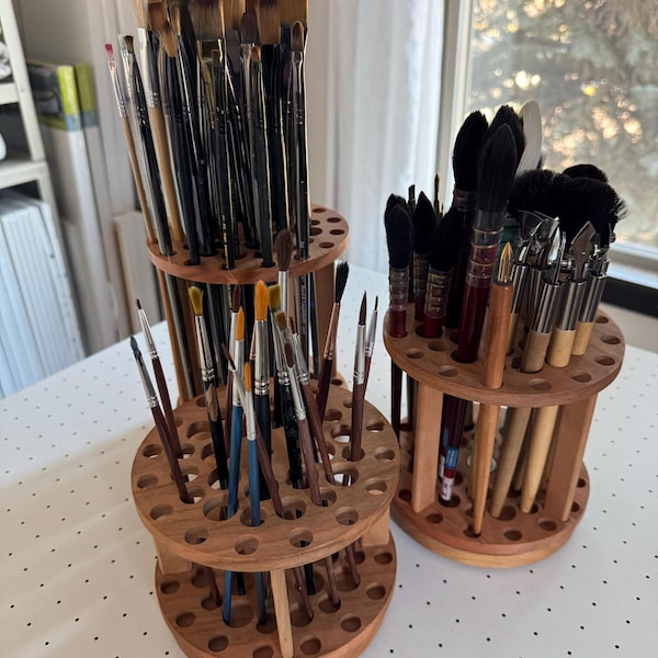 Rotating Paint Brush Holder Set, Handmade Paintbrush Holders - Etsy