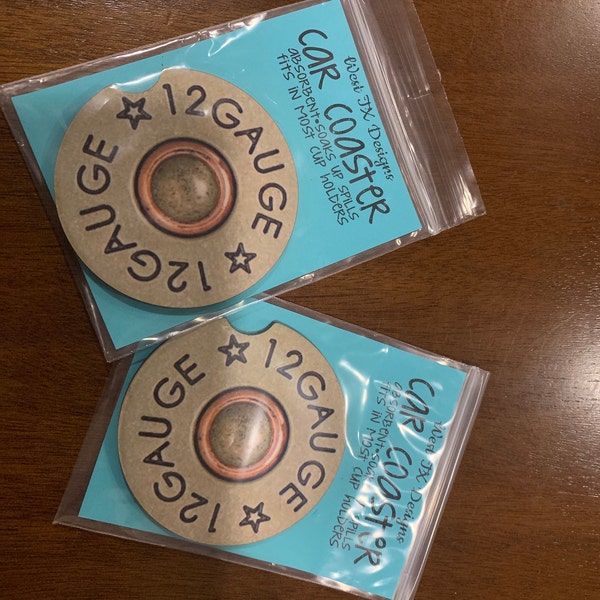 12 Gauge Car Coaster | Car Coasters Set of 2 | Bullet Car Coaster ...