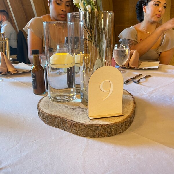 Engraved Modern Minimal Wooden Table Numbers for Weddings or Events ...