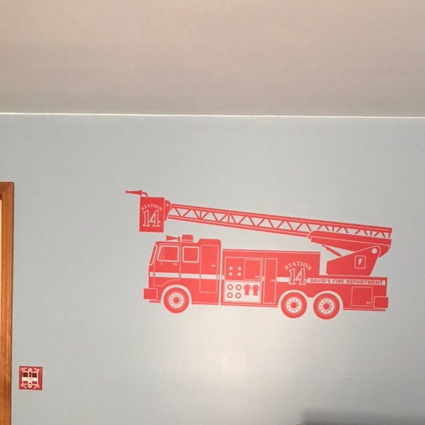 Custom Fire Truck Wall Decal for Bedroom Fire Truck Sticker for Kid's ...