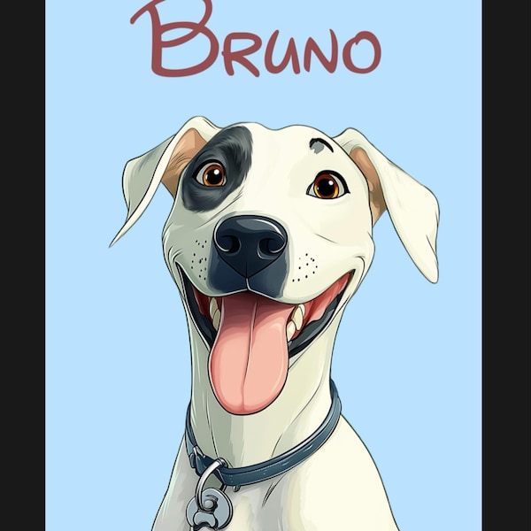 Disney Style Dog Portrait Print, Custom Dog Portrait, Digital Dog ...