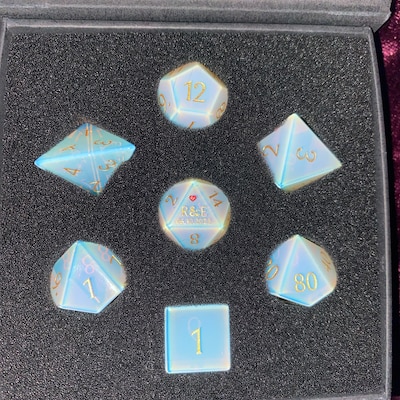 Full Opal Set Dungeons and Dragon Raised Dice, RPG Game Electroplated ...