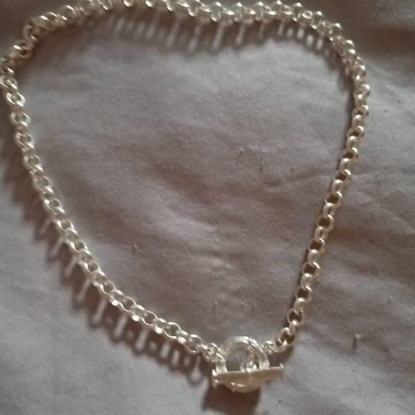 Silver Large Heavy Chain Coin Medal Necklace, Silver Statement Necklace ...