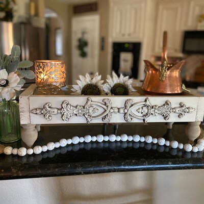 Farmhouse Table Riser Tray Rustic Wood Boho - Etsy