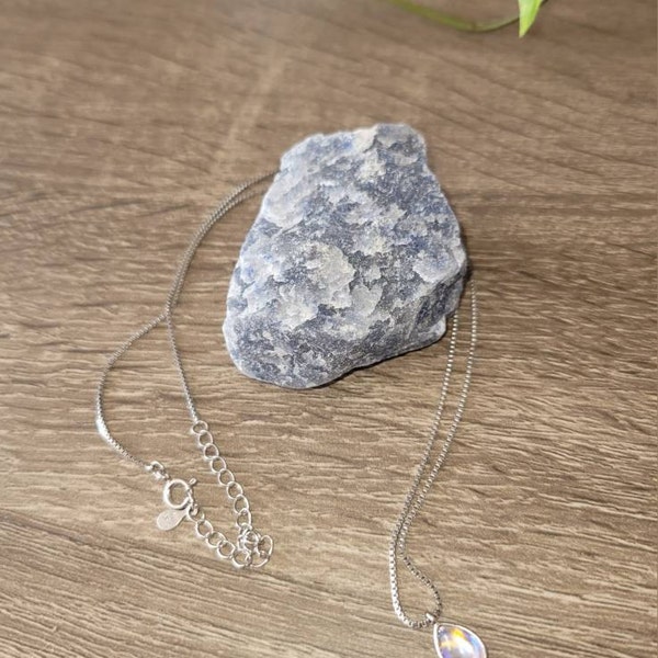 Aurora Moonstone Droplet Pendant Necklace in Sterling Silver, Lab ...