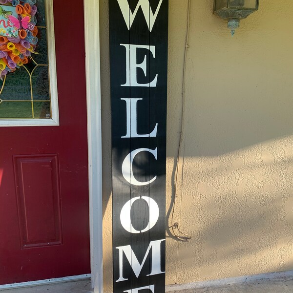 6 Foot Tall WELCOME SIGN, Welcome Sign for Front Door, Vertical Wood ...