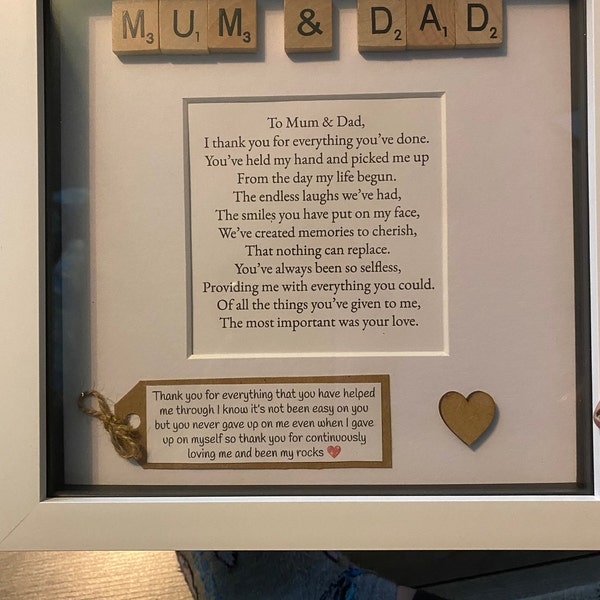 Mum & Dad Poem Frame. Mum and Dad Gift. Parents Frame. - Etsy UK