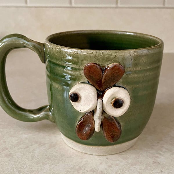 PENELOPE Pottery Chicken Mug in Blue. Cute Hot Tea Mug. Funny Face ...