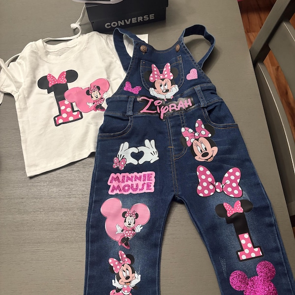 Minnie Mouse Overalls Denim Overalls for Baby Toddler Minnie Set Any ...