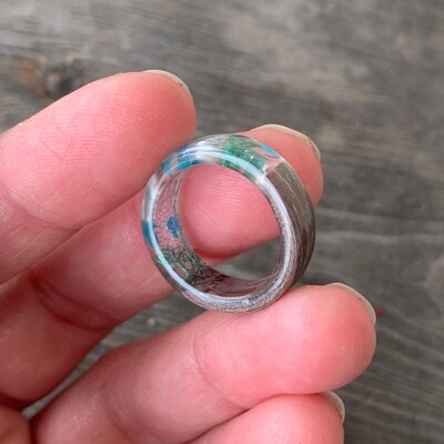 Blue Resin Ring, Clear Resin Ring, Nature Resin Ring, Wood Resin Ring ...