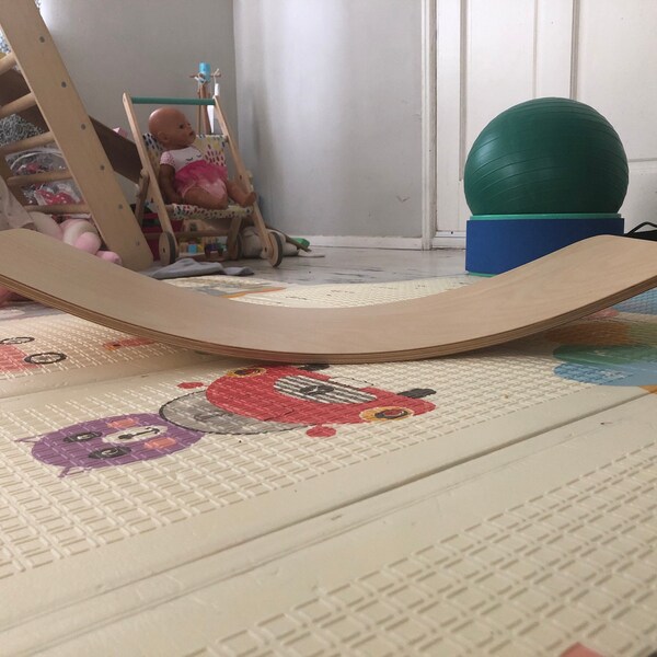Wooden Balance Board, Montessori Toy, Wooden Toy, Curvy Board, Rocker ...