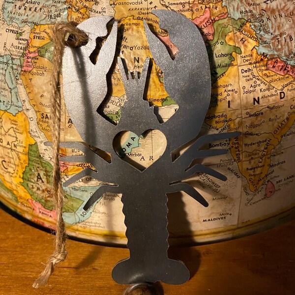 Lobster Rustic Raw Steel Christmas Ornament Holiday Tree Decor Metal ...