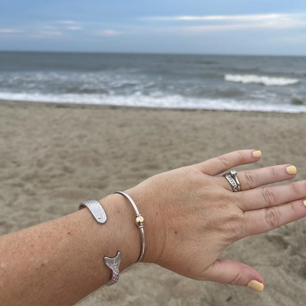 Cape Cod Fish Bracelet - Solid 925 Silver & Real 14k Gold Eye - Cape ...