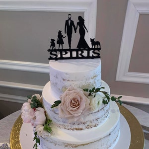 Wedding silhouette cake topper with bride and groom High Five | Etsy