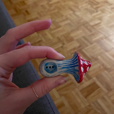 Handmade Art Ceramic Fantasy Magic Mushroom Pipe Unique Clay Smoking ...