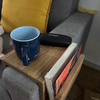 Sofa Arm Rest Table With Magazine Stand, Modern Wood Armrest Table ...