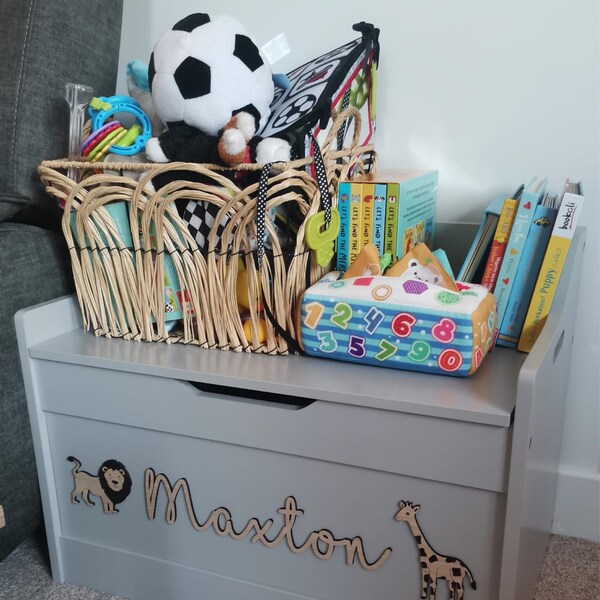 Personalised Toy Box - Soft Grey - Etsy UK