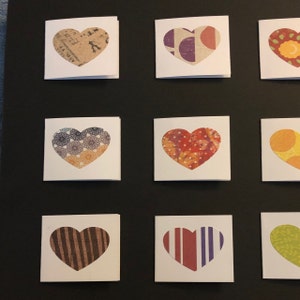 Mini LOVE NOTES Tiny 2 Square Folded Heart Cards Colorful Assortment ...