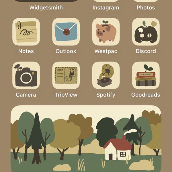 Vintage Cottagecore App Icons / Cozy Fall Forest Aesthetic | Hand Drawn ...