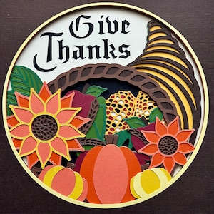 3D CORNUCOPIA Svg - THANKSGIVING Shadow Box Svg - for Cricut - for ...