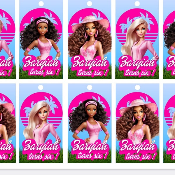 Editable Doll Birthday Favor Tags, Doll Printable Download, Pink Doll ...
