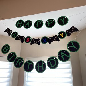 Retro Video Game Birthday Theme Banner Gamer Party Garland | Etsy