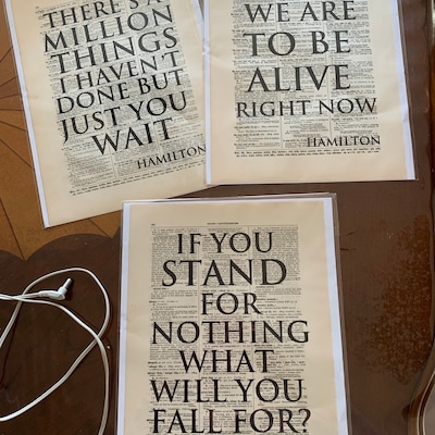 Hamilton Musical Quotes on Antique Dictionary Pages, Hamilton Broadway ...