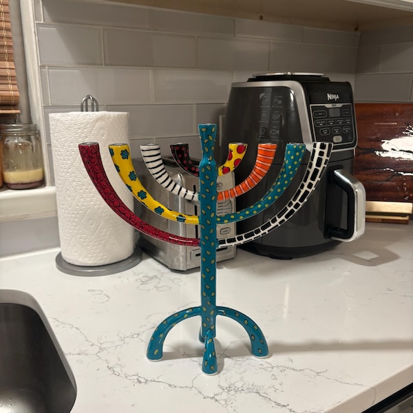 Handmade Enamel-painted Hanukkah Menorah - the Wild Tree Collection ...