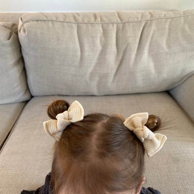 Sherbert Ribbed Knit Knot Pigtail Bows, Orange Pigtail Bows, Summer ...