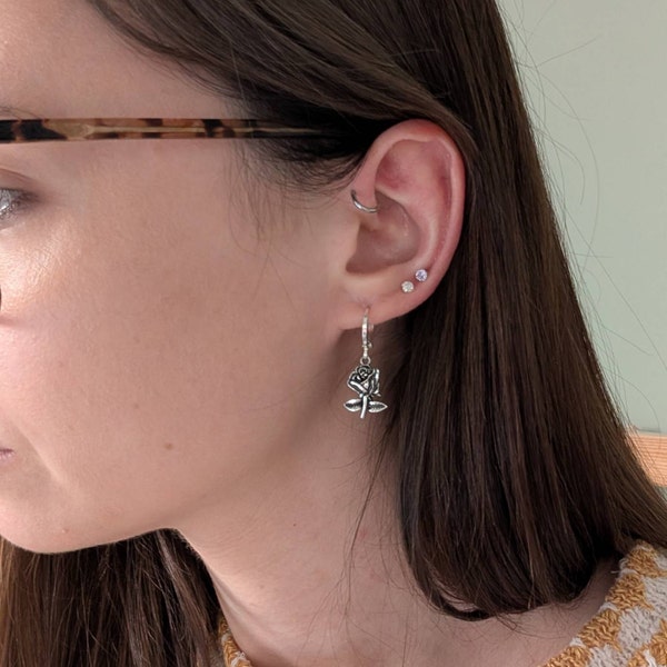 Huggie Hoops in Gold or Silver • 6mm/8mm/10mm • Lobe Tragus Forward ...