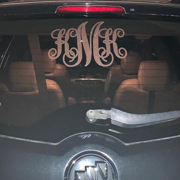 Glittery Custom Monogram Car Window Decal Vine Personalized Initials ...