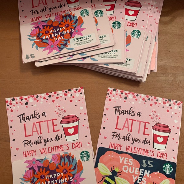 Coffee Valentine's Day Gift Card Holder, Thanks a Latte Printable ...
