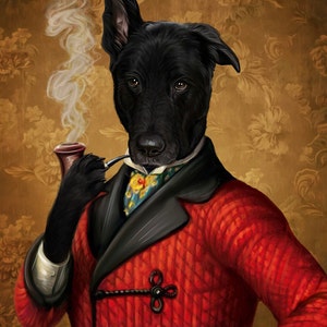 Custom Dog Portrait in Plaid Suit Original Standing at Bar Painting Pet ...