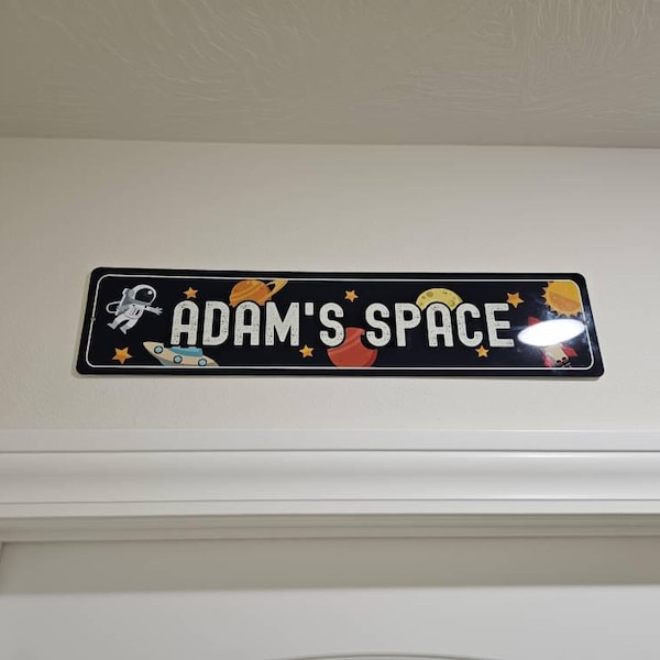 Space Sign, Personalized Boys Room Metal Sign, Kids Rocket Decor ...